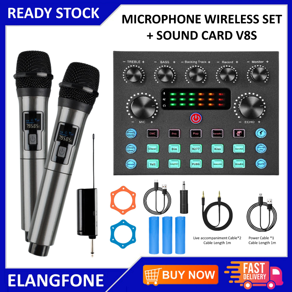 Jual Microphone Wireless Mic Karaoke Profesional Two Handheld Mic with ...