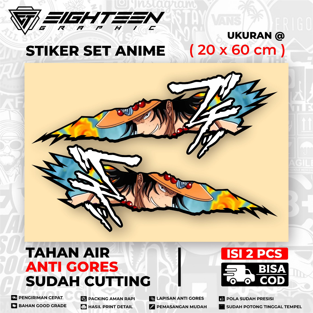 Jual STIKER ANIME 1 SET ONE PIECE ACE / STIKER AESTHETIC MOTOR / STIKER ...