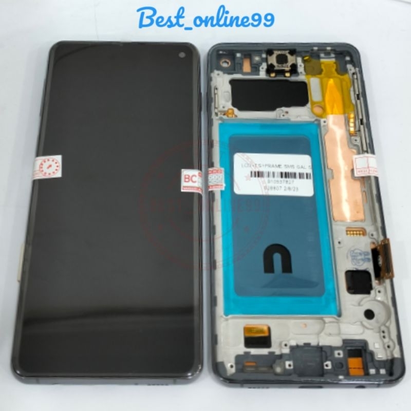Jual LCD SAMSUNG GAL S10 / G973 FULLSET TOUCHSCREEN + FRAME BLACK OLED2 ...