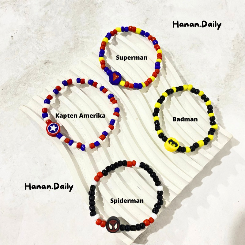 Jual Gelang Karakter Manik Spiderman|kaptenamirica|Badman|Superman ...