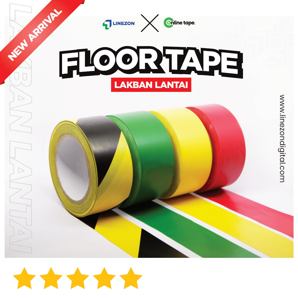 Jual lakban lantai anti slip 33M / floor marking tape vinyl / lakban warna / lakban lantai hitam ...