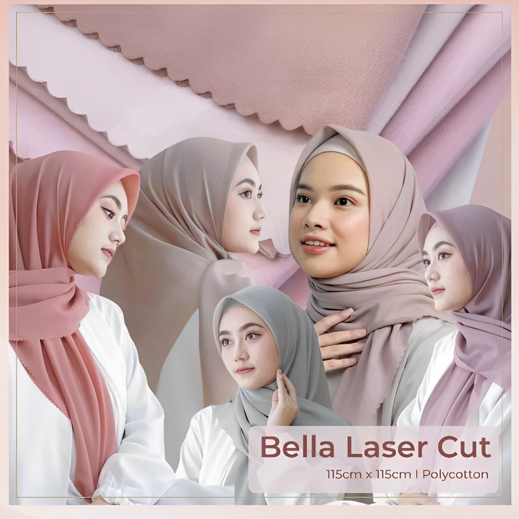 Jual SEGI EMPAT BELLA LASER CUT / SEGI EMPAT LASER CUT POLYCOTTON HIJAB LASERCUT BELLA SQUARE ...