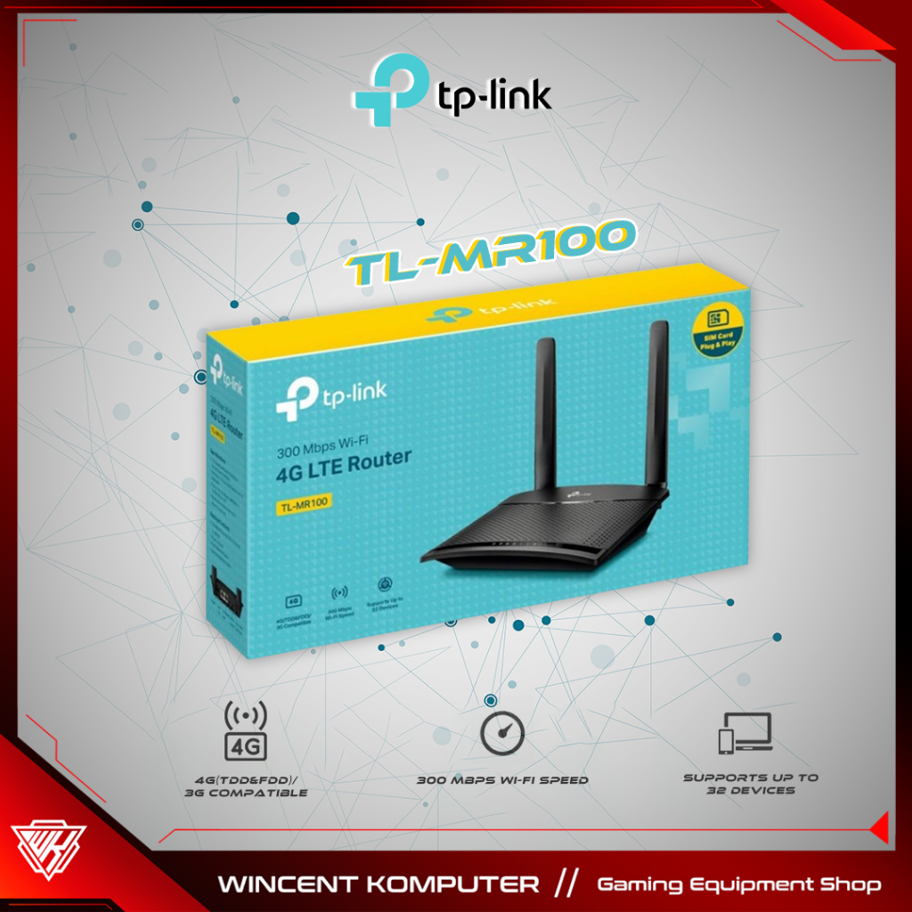 Jual Tp-link TL-MR100 4G LTE Router 300 Mbps Wireless N 4G Router MR100 ...