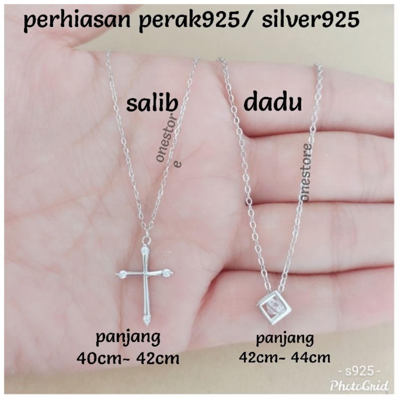 Jual KALUNG PERAK SILVER 925 LIONTIN SALIB / LIONTIN DADU LAPIS MAS ...
