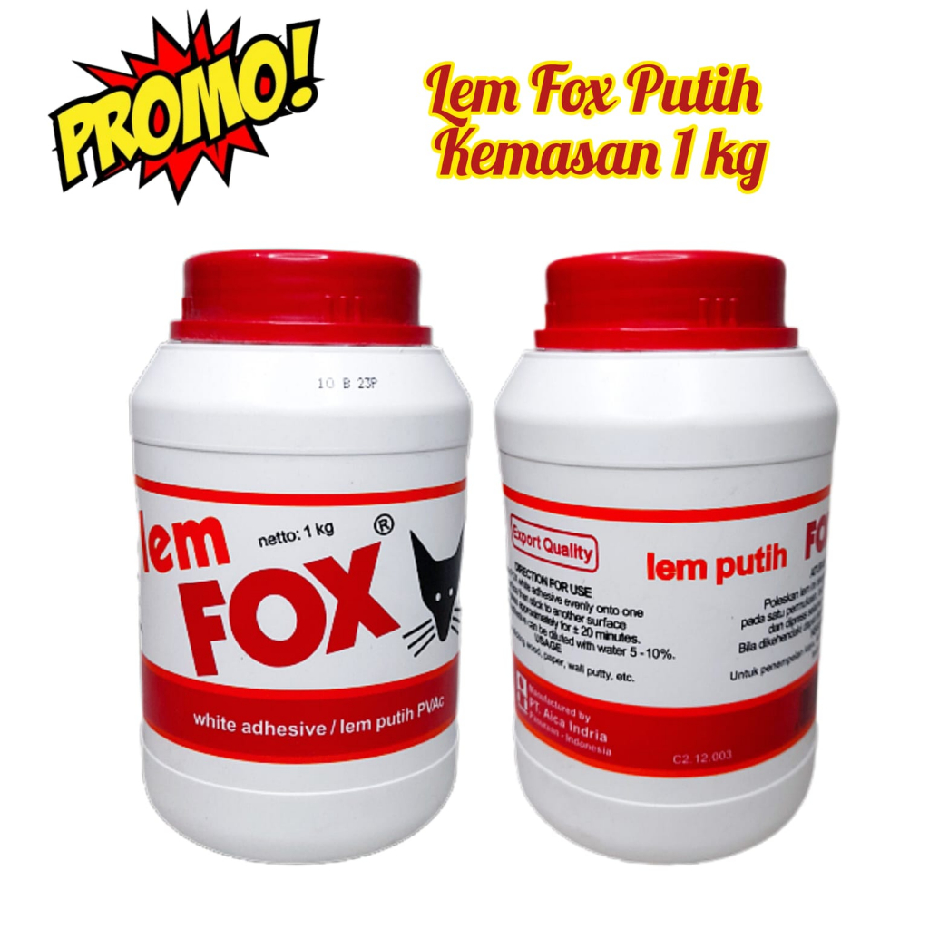 Jual Lem Fox Putih Lem Kayu TriplekPlamir PVAC Botol 1kg | Shopee Indonesia