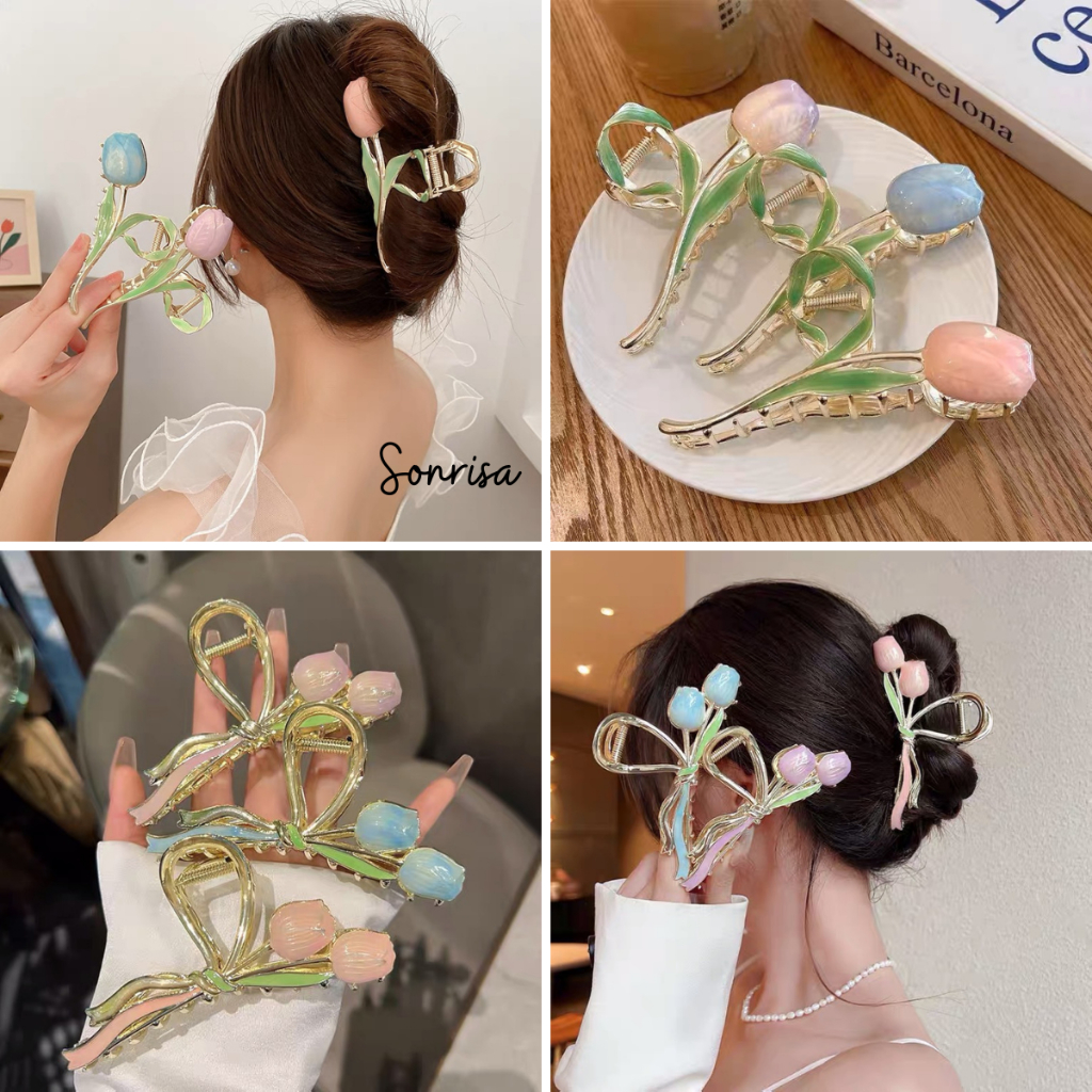 Jual Jepitan Rambut Motif Bunga / Jepitan Rambut Korea Aesthetic ...