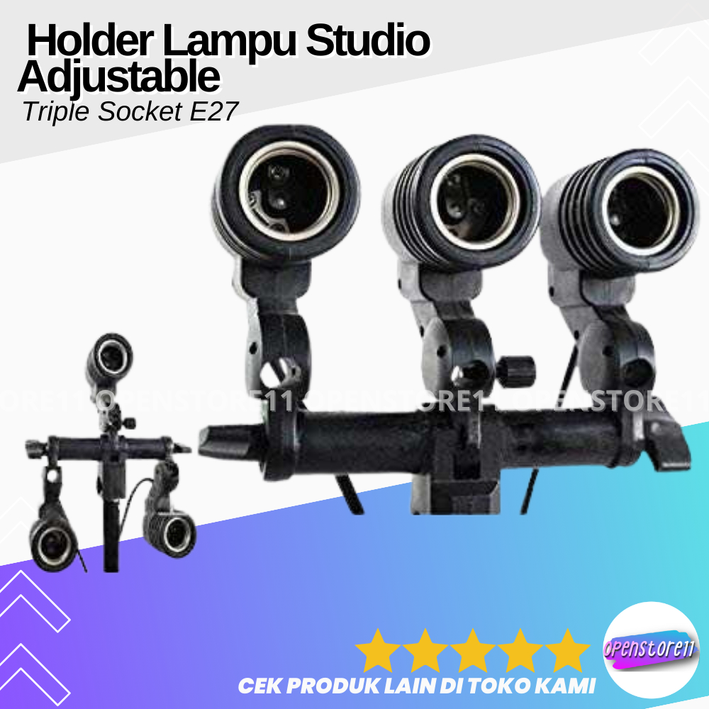 Jual Lampu Studio Fitting Holder Triple Socket E27 | Shopee Indonesia