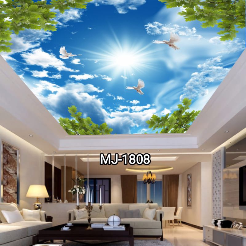Jual wallpaper 3d visual motif awan, wallpaper 3d plafon, wallpaper ...