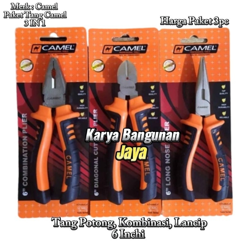 Jual Camel 3pcs Tang Set 6" Tang Kombinasi - Tang Potong - Tang Lancip - Tang Buaya - Original ...