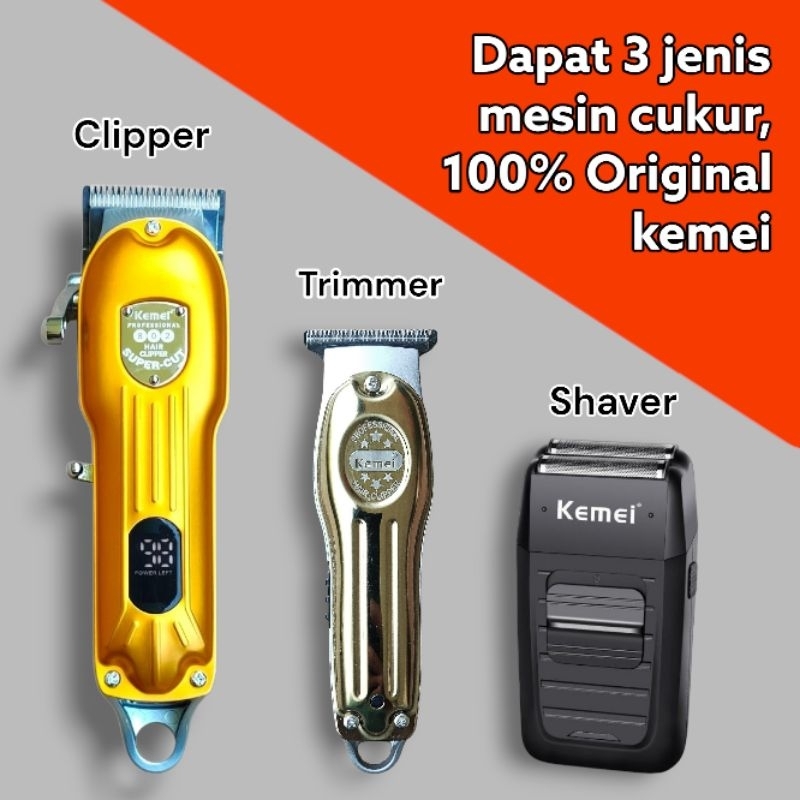 Jual PAKET PROFESIONAL PREMIUM SERIES ORIGINAL KEMEI || PAKET ALAT CUKUR LENGKAP/USAHA PANGKAS ...