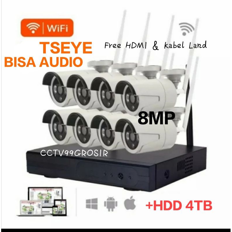 Jual New Paket Cctv Nvr Kit 8ch 8Mp Turbo HD Outdoor IP Wireless + HDD ...