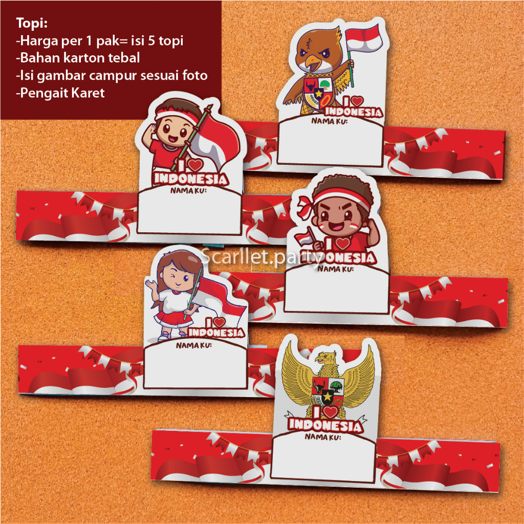 Jual TOPI I LOVE INDONESIA 17 AGUSTUS MERAH PUTIH DIRGAHAYU RI HUT RI ...