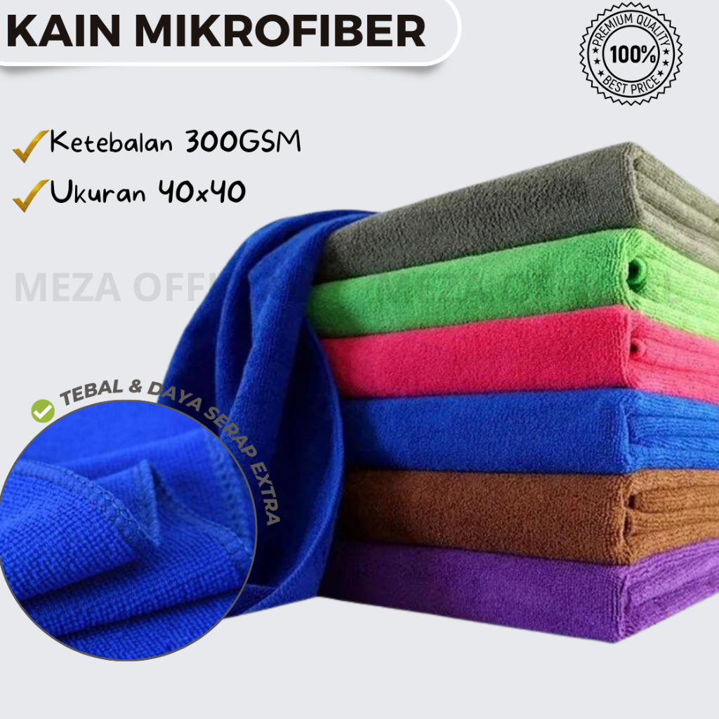 Jual Kain Lap Microfiber Premium 300 GSM Microfiber Cloth 40x40 cm Kain Lap Dapur Meja Mobil ...