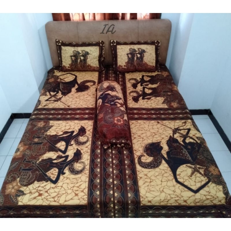 Jual Sprei Motif Batik Wayang Kain Katun Adem Ukuran 180x200x20 Sprei ...