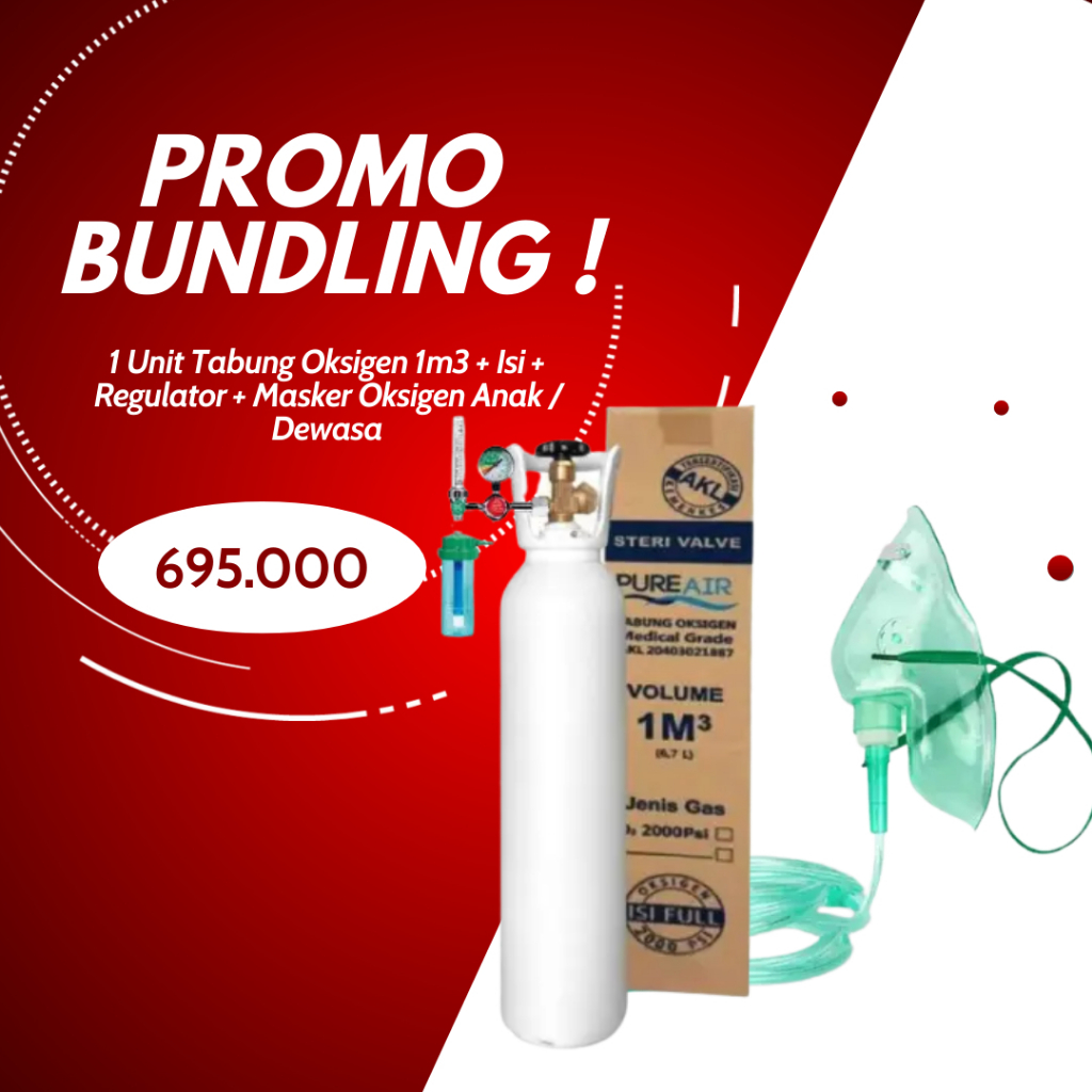 Jual Promo Bundling Tabung Oksigen 1m3 + Masker Oksigen Dewasa/Anak ...