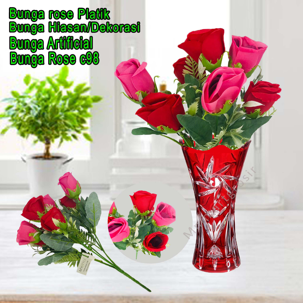 Jual Bunga Rose Plastik / Bunga Dekorasi / Bunga Hias / Bunga ...