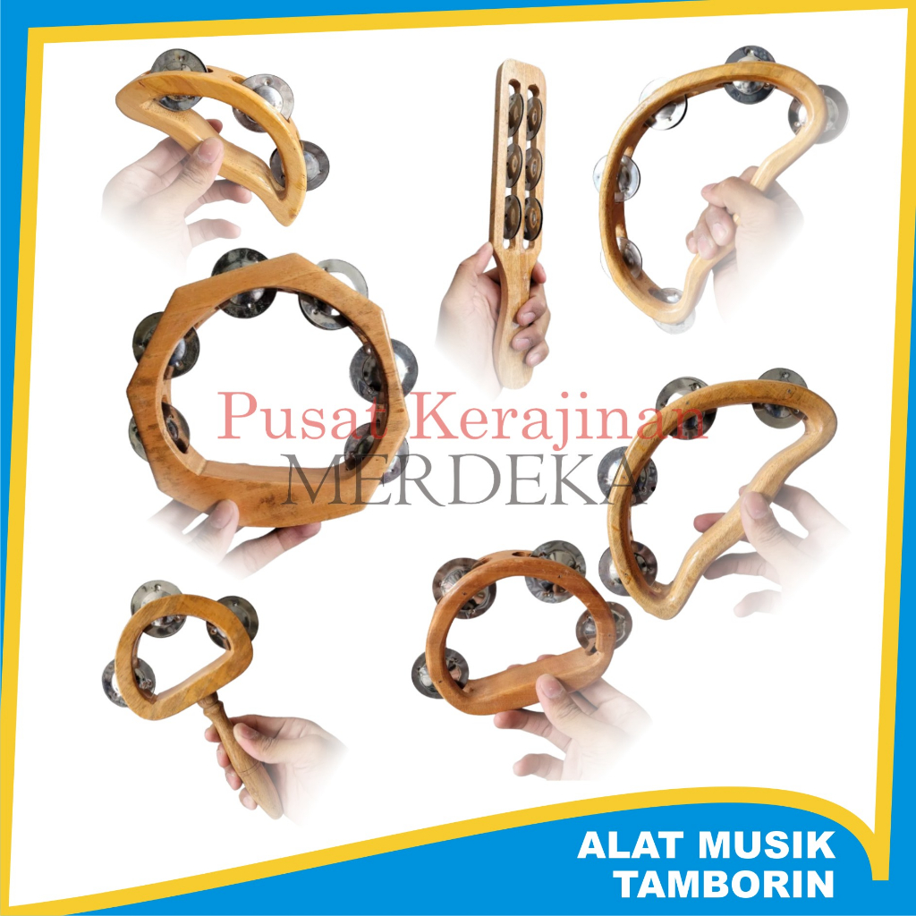Jual Alat Musik Tamborin Mainan Anak Tambourine Kayu Beragam Bentuk ...