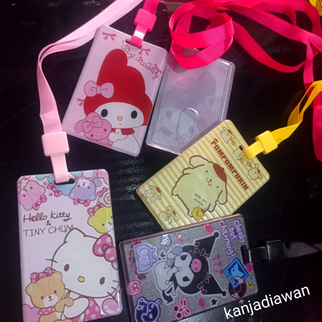 Jual ID Card Holder Sanrio Name Tag Lanyard Kuromi Melody Hello Kitty ...