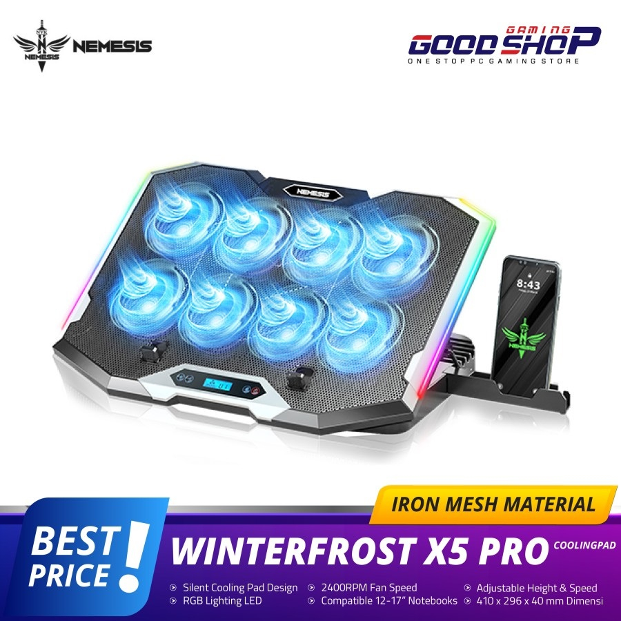 Jual NYK NEMESIS Coolingpad 8 Fan RGB WINTER FROST X5 PRO | Shopee ...