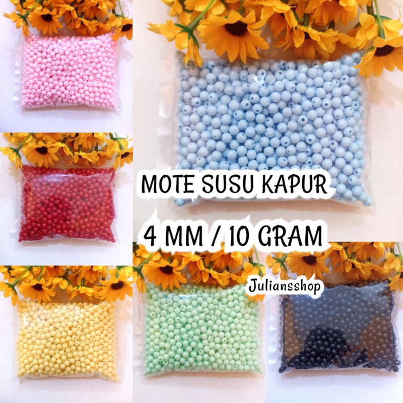 Jual 10 Gram Manik 4mm Mote Susu Kapur Bahan Meronce | Shopee Indonesia