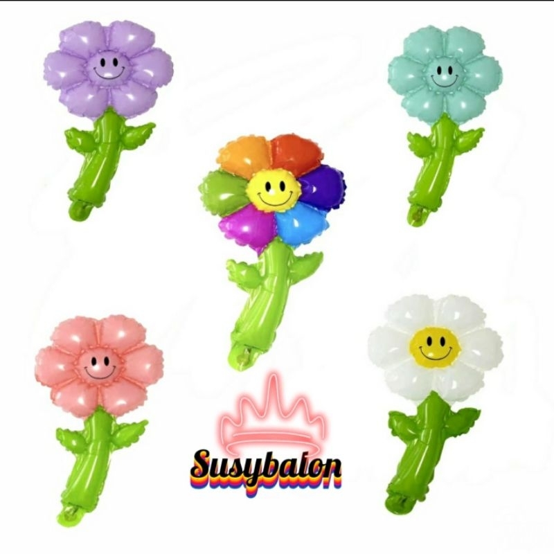 Jual Balon foil tangkai bunga daisy mini/balon pentungan bunga daisy ...