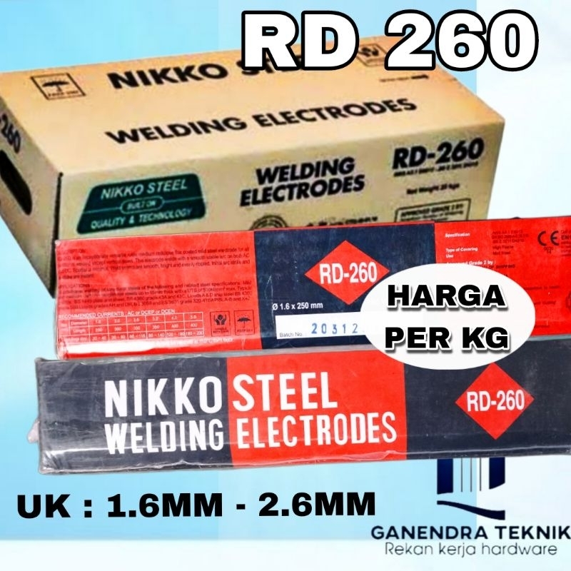 Jual 1 KG KAWAT LAS/PAKAN LAS RD-260 / RD 260 2.0 X 350 MM NIKO STEEL 2 ...
