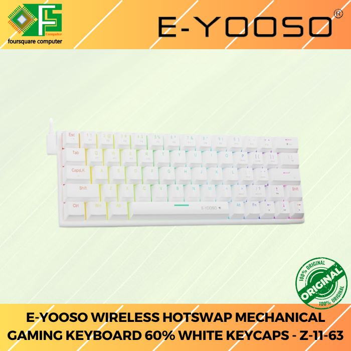 Jual E-YOOSO WIRELESS HOTSWAP MECHANICAL GAMING KEYBOARD 60% WHITE ...