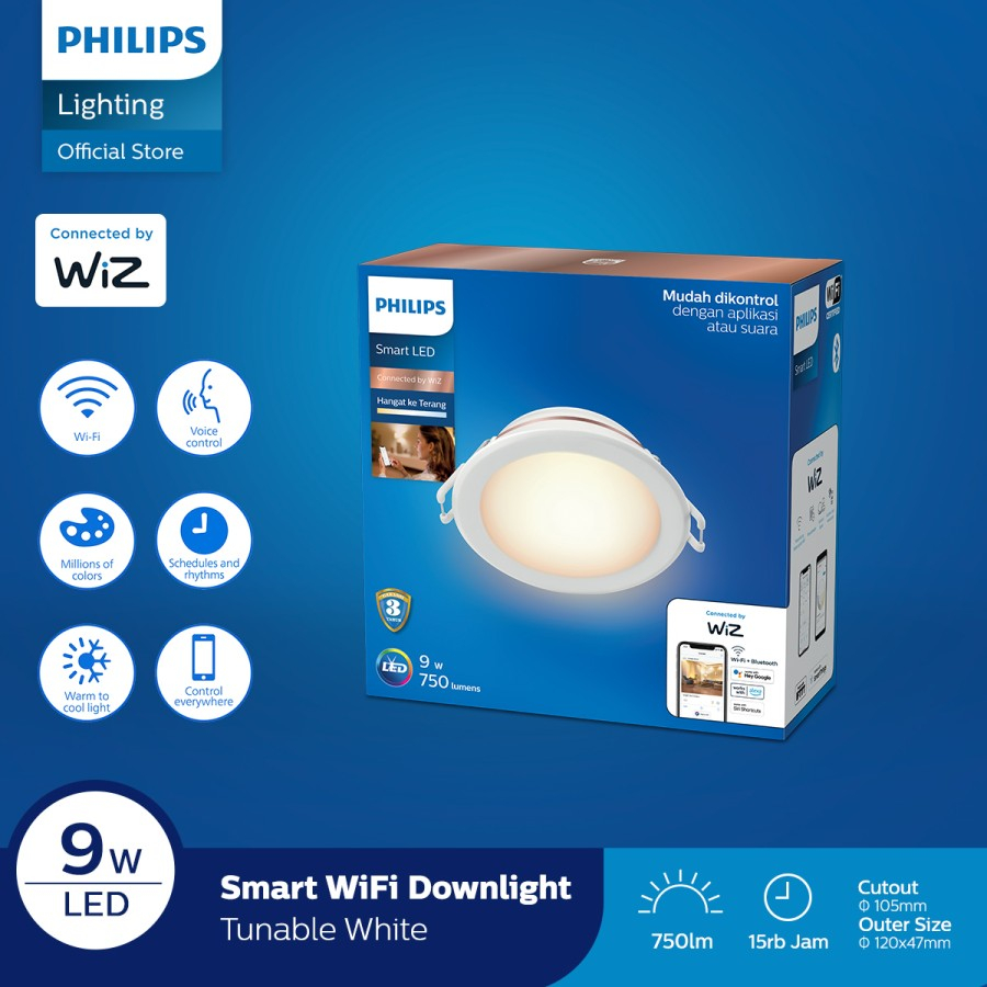 Jual Lampu Philips Smart WiFI Downlight Led 9 Watt - Tunable White ...