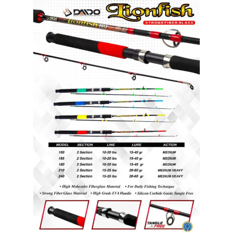 Jual JORAN DAIDO LIONFISH LION FISH FIBER MURAH BERKUALITAS 150 165 180 210 240 CM | Shopee ...