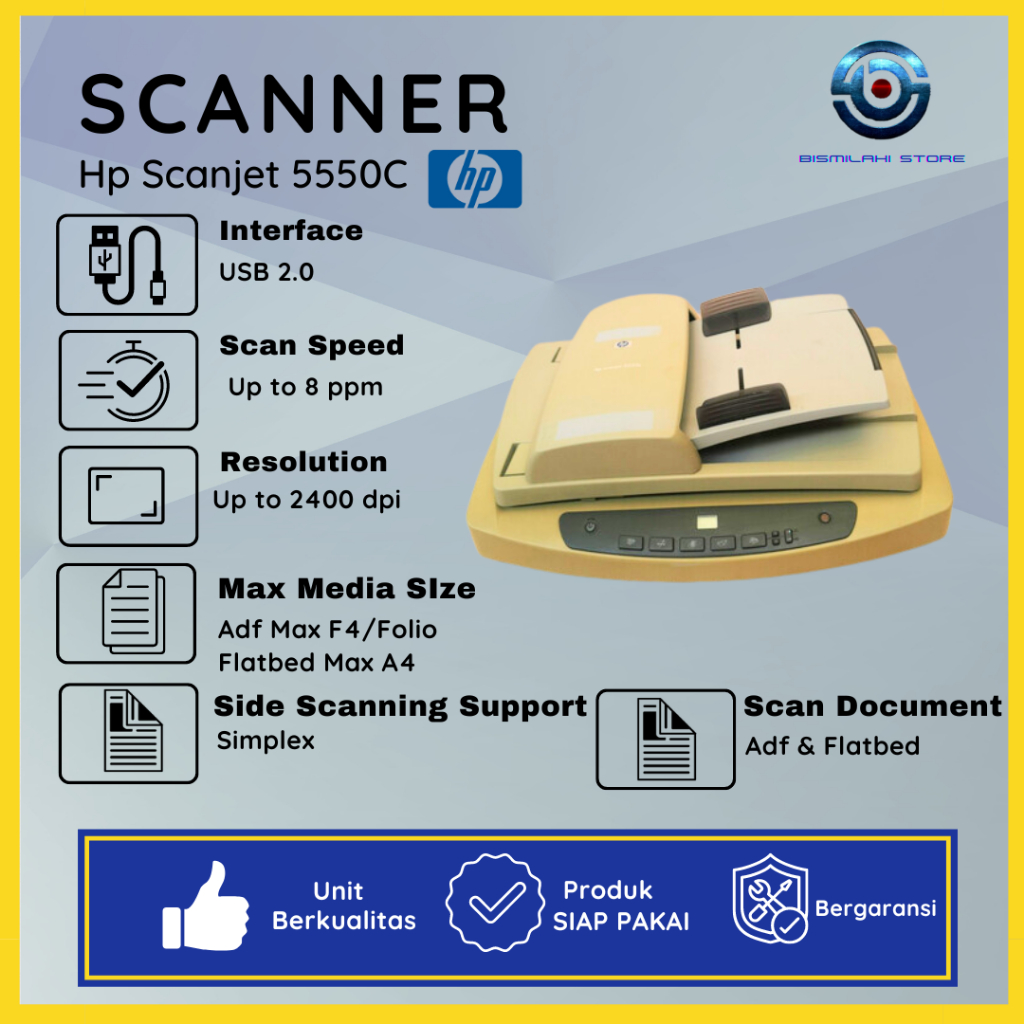 Jual Scanner Hp Scanjet 5550C Bisa Scan Folio F4 Melalui ADF | Shopee ...
