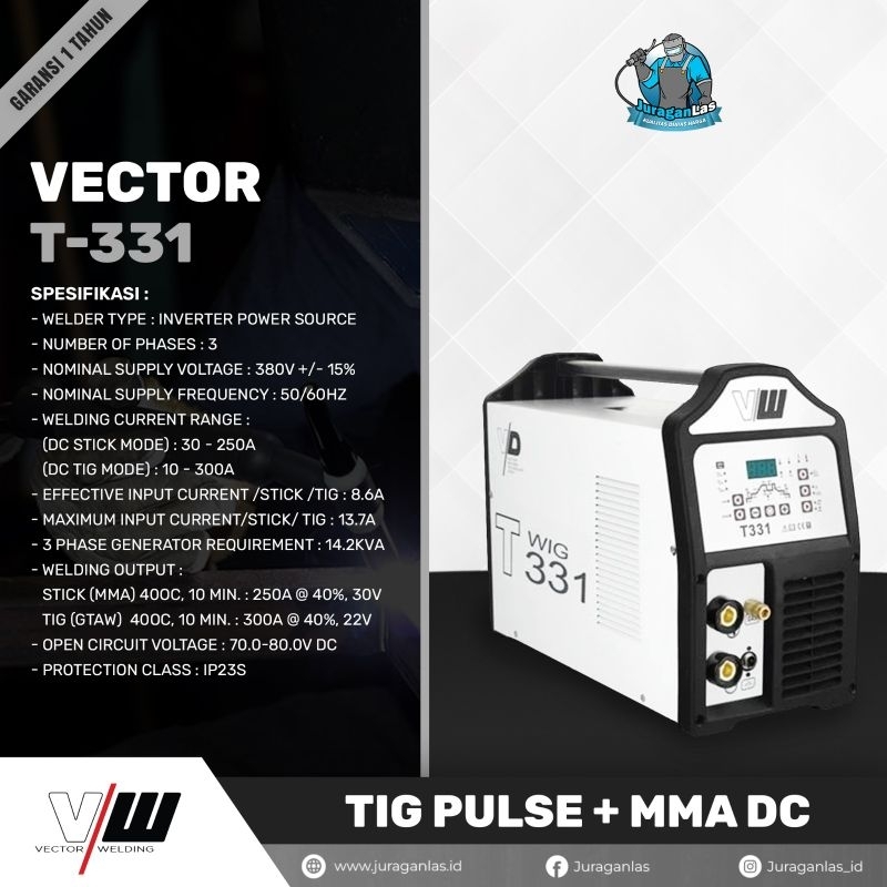 Jual Mesin Las Argon DC Tig Pulse + MMA 300A merk Vector T-331 | Shopee Indonesia