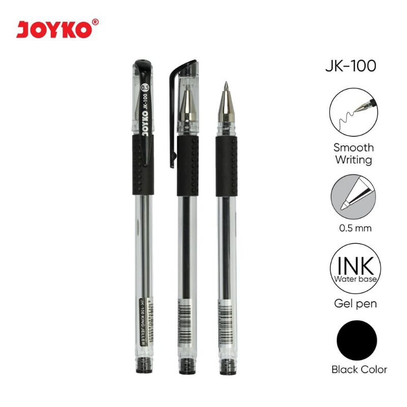 Jual PULPEN JOYKO JK-100 - Bolpoin Gel Warna Hitam, Biru, Merah - Ukuran Garis 0.5 mm | Shopee ...