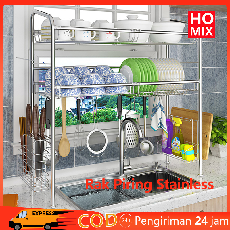 Jual HOMIX Rak Piring Wastafel Stainless Steel 304 Rak Cuci Piring ...