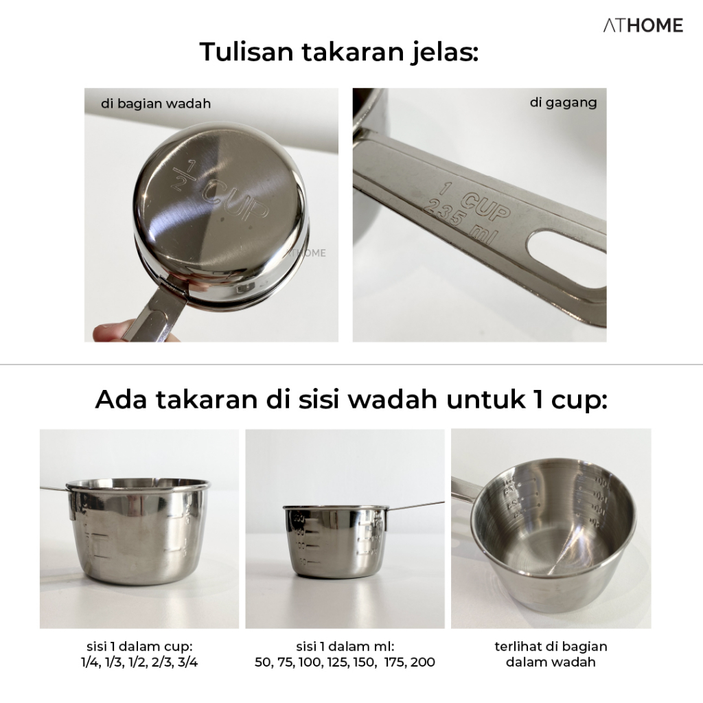 Jual Athome Stainless Steel Measuring Cups / Gelas Ukur / Takaran ...