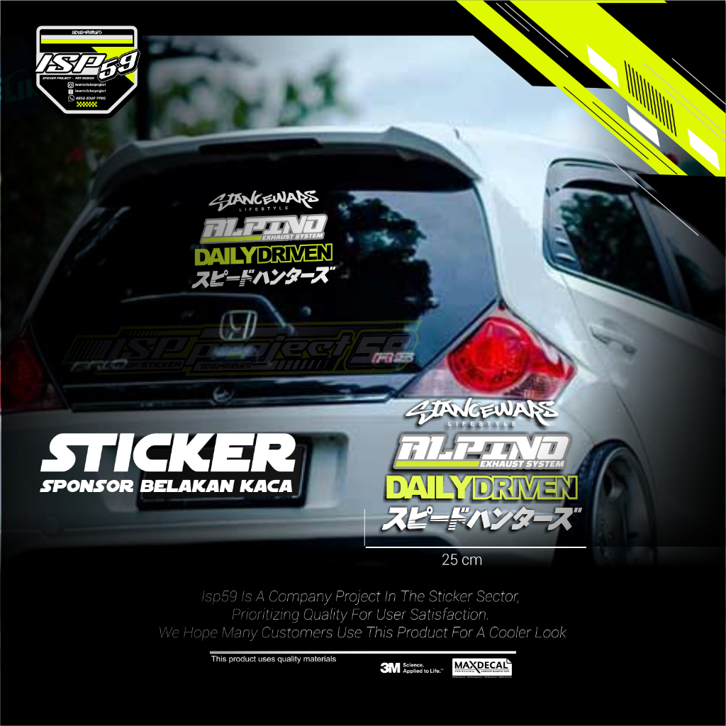 Jual Sticker sponsor stiker kaca belakang semua mobil vol 2 | Shopee ...