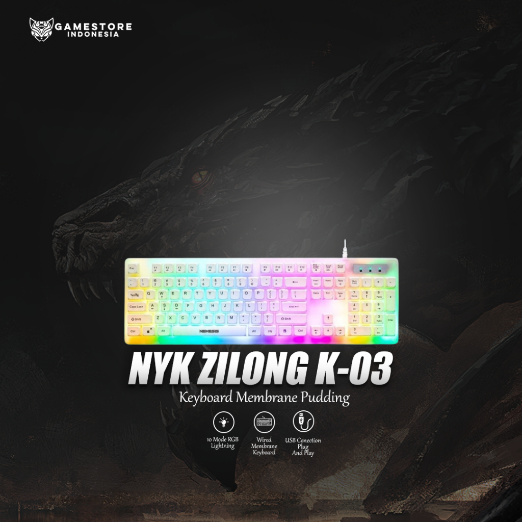 Jual Keyboard Membrane Pudding Case Full RGB NYK Nemesis ZILONG K-03 ...