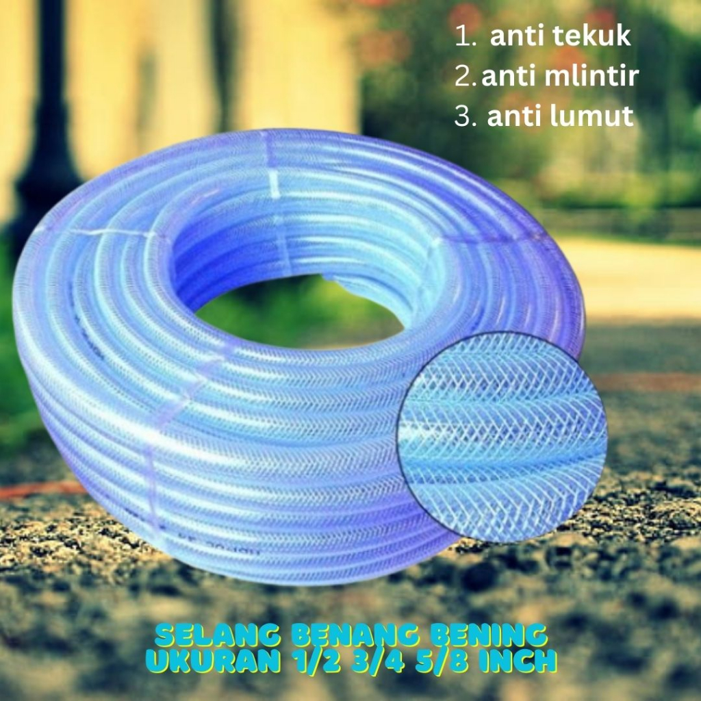 Jual Permeter Selang Air Serat Benang Warna Bening Ukuran 1/2,3/4,5/8 Inch | Shopee Indonesia
