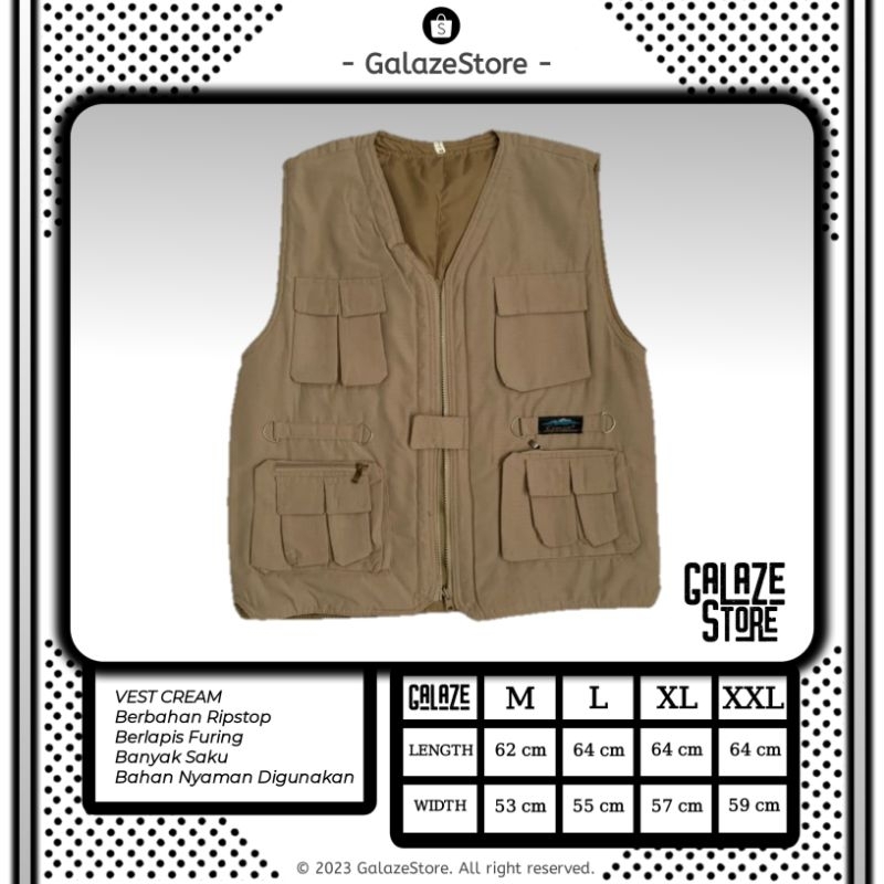 Jual VEST CREAM - TACTICAL - VEST RIPSTOP CREAM - ROMPI LAPANGAN ...