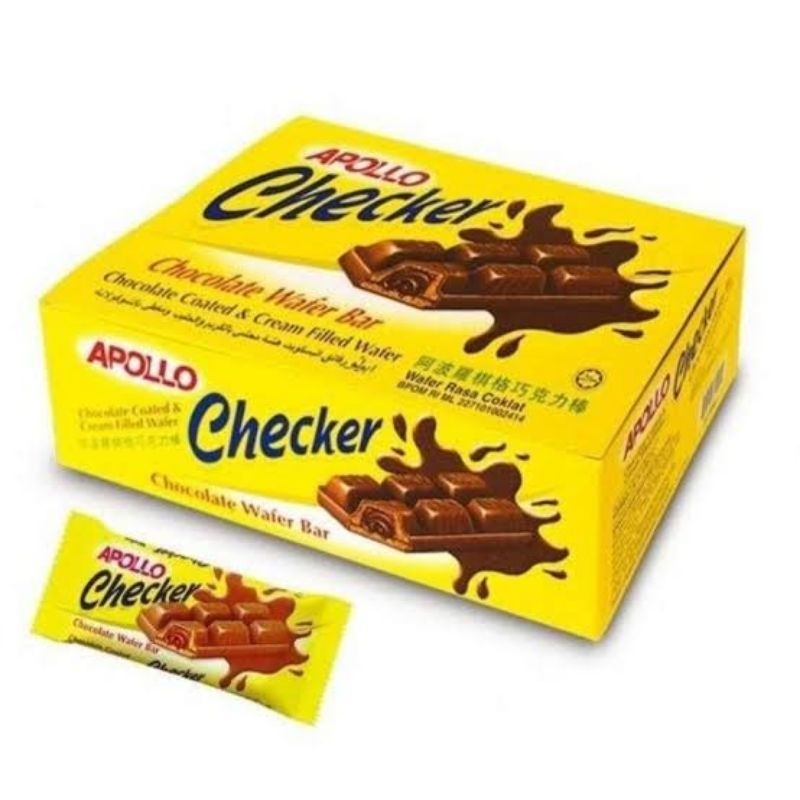 Jual Apollo Checker Chocolate Wafer Bar Coklat Isi 24 Pcs | Wafer ...