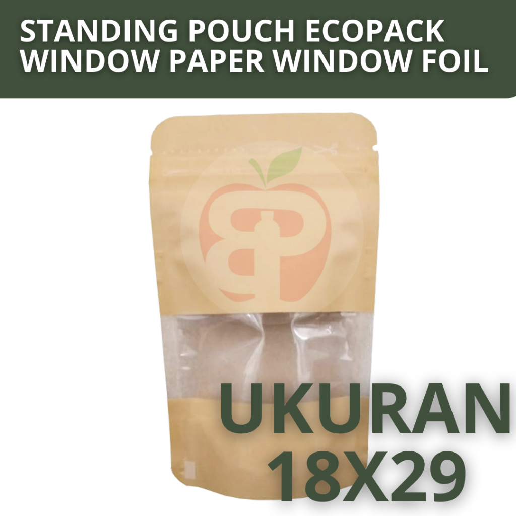Jual STANDING POUCH ECOPACK WINDOW PAPER WINDOW FOIL 18x29cm|1100gr 18 x 29 BATU PACKAGING BATU ...