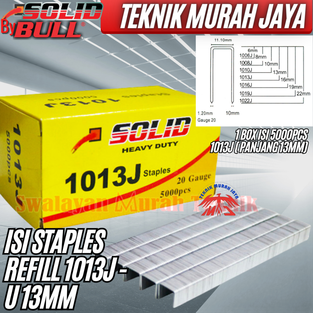 Jual SOLID Isi Staples Angin Air Stapler Refill 1013J Paku Tembak U ...