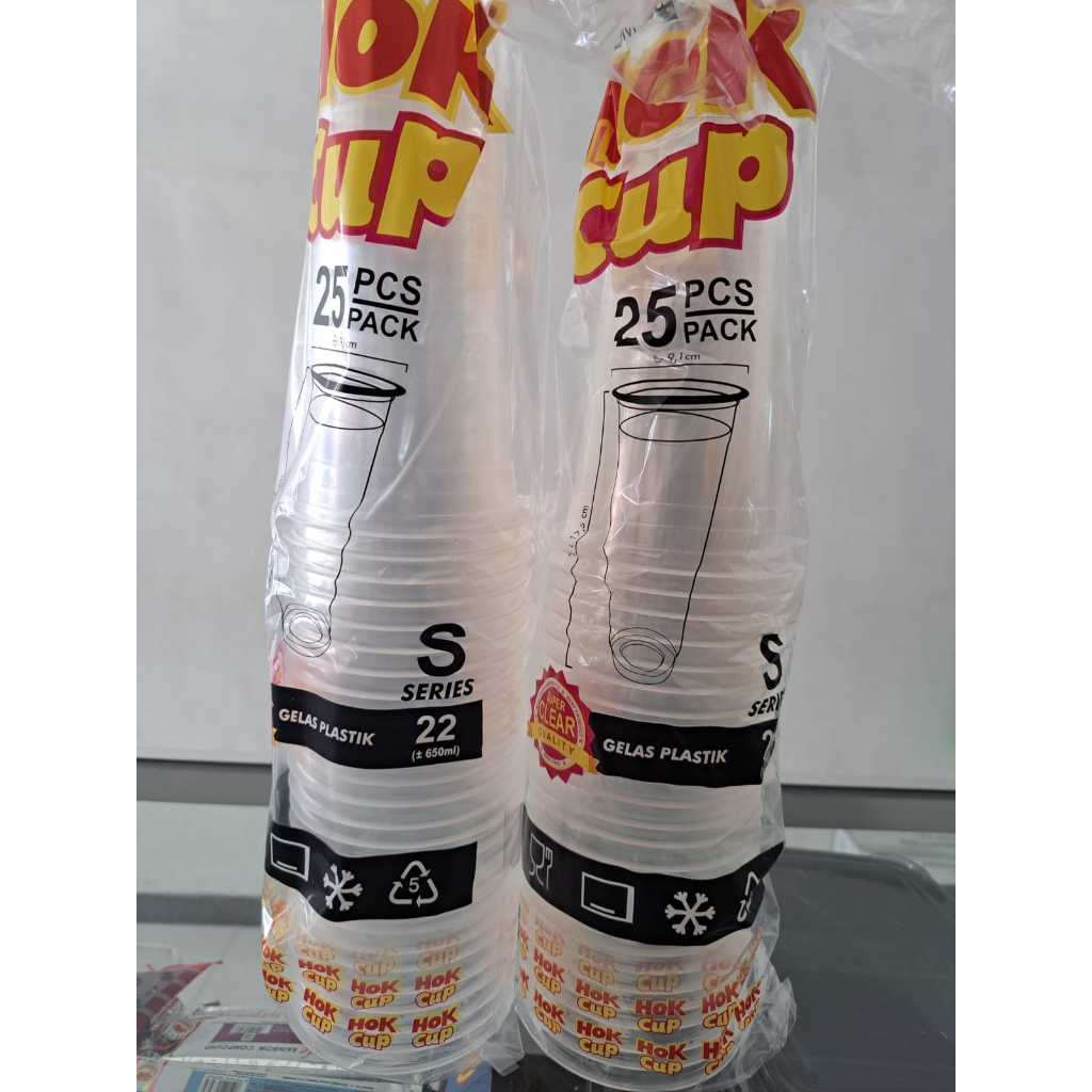 Jual Cup gelas plastik 22oz Hok @25 pcs | Shopee Indonesia