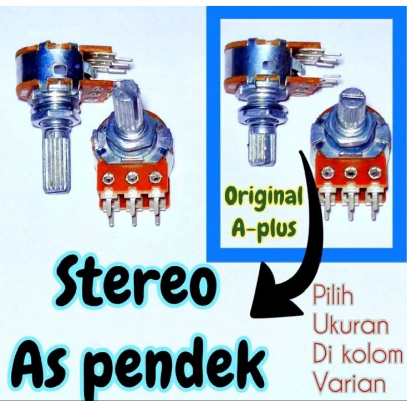 Jual potensio stereo as pendek a plus / potensiometer gagang pendek ...