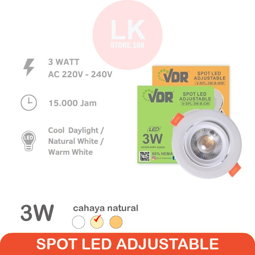 Jual LED SPOT LIGHT ADJUSTABLE 3W | Shopee Indonesia