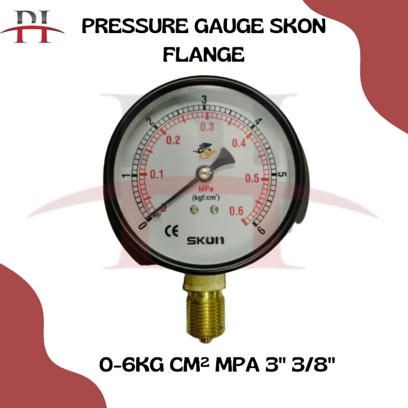 Jual Pressure gauge Skon 0-6KG/MPA 3" Flange drat 3/8" | Shopee Indonesia