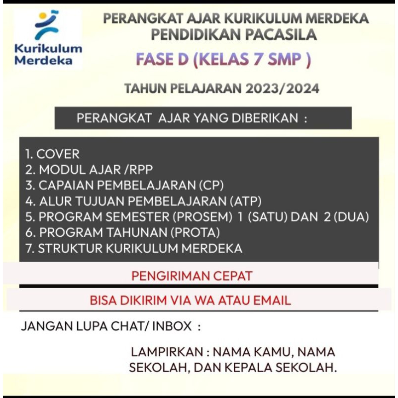 Jual PERANGKAT AJAR KUMER PENDIDIKAN PANCASILA FASE D (KELAS 7) SMP ...