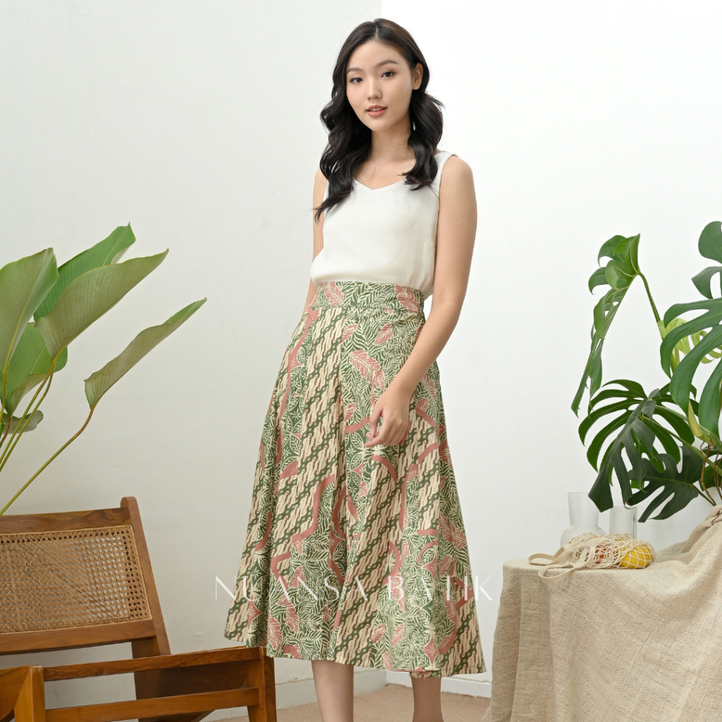 Jual Nuansa Batik Rok Batik Midi Bahan Katun Stretch | Shopee Indonesia