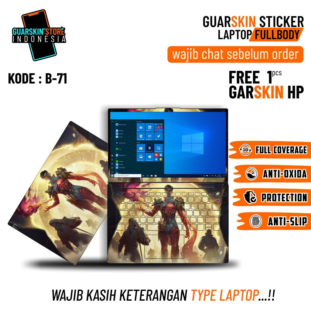 Jual Skin Protector Laptop Full Body Bisa Custom Gambar Kode B71-B75 ...