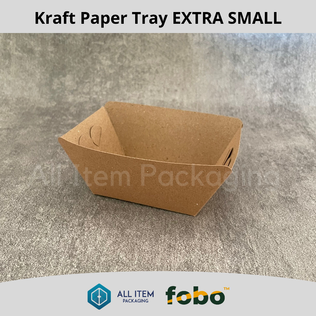 Jual FOBO Kraft Food Tray EXTRA SMALL / Paper Tray XS / Piring Kertas ...