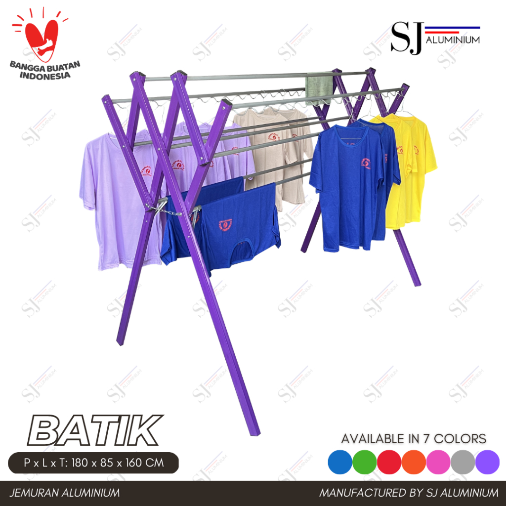 Jual BATIK - Jemuran Baju / Pakaian/Handuk Aluminium Garis Ungu - 180 ...